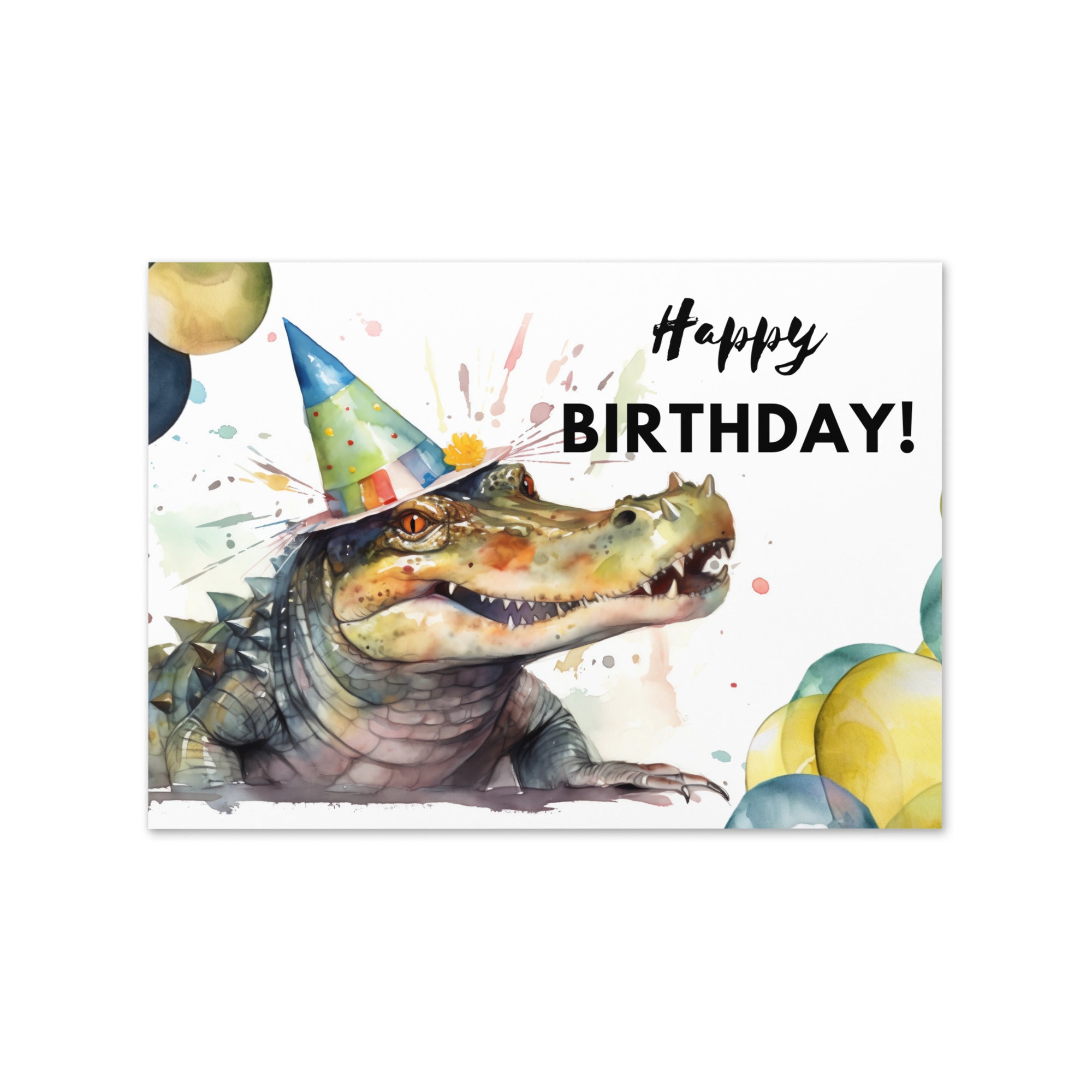 Alligator Birthday Card With Party Hat, Happy Birthday, Alligator Gift ...