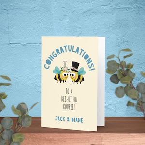 Personalized Bumblebee Wedding Card, Bee-utiful Couple Congratulations ...