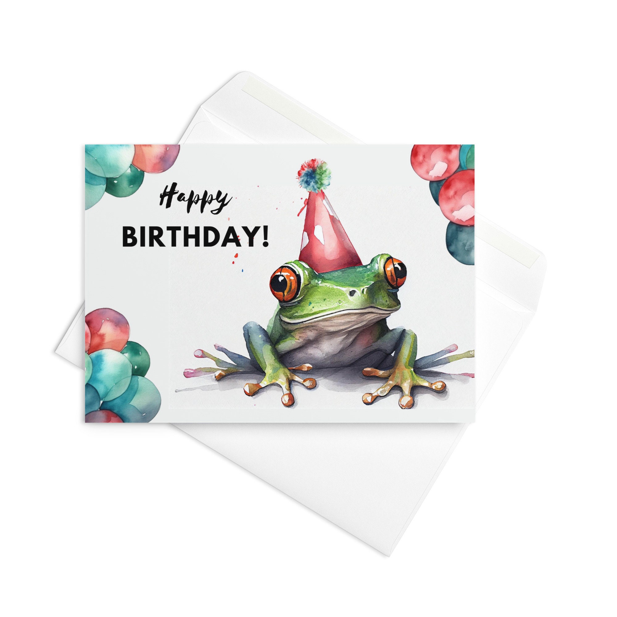 Tree Frog Birthday Card With Party Hat, Happy Birthday, Colorful Frog ...