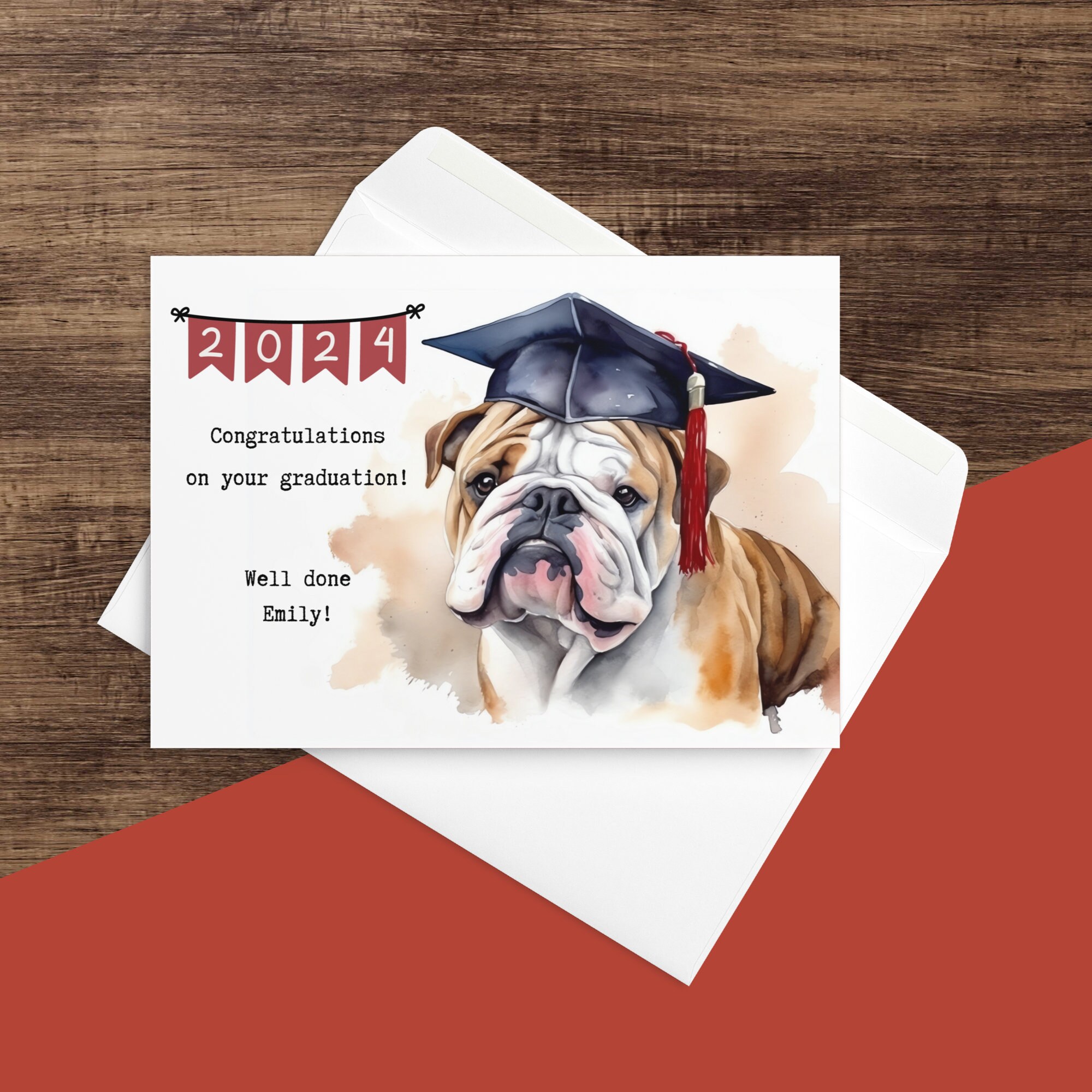 Bulldog Graduation Card, Graduation 2024 Custom Card Personalized, High ...