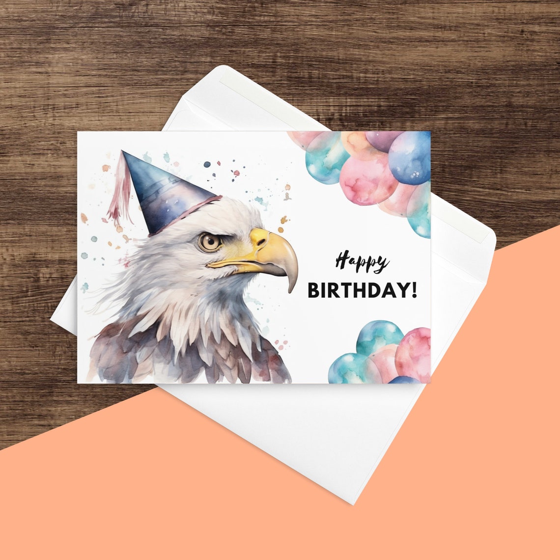 Bald Eagle Birthday Card With Party Hat, Happy Birthday, Eagle Gift ...