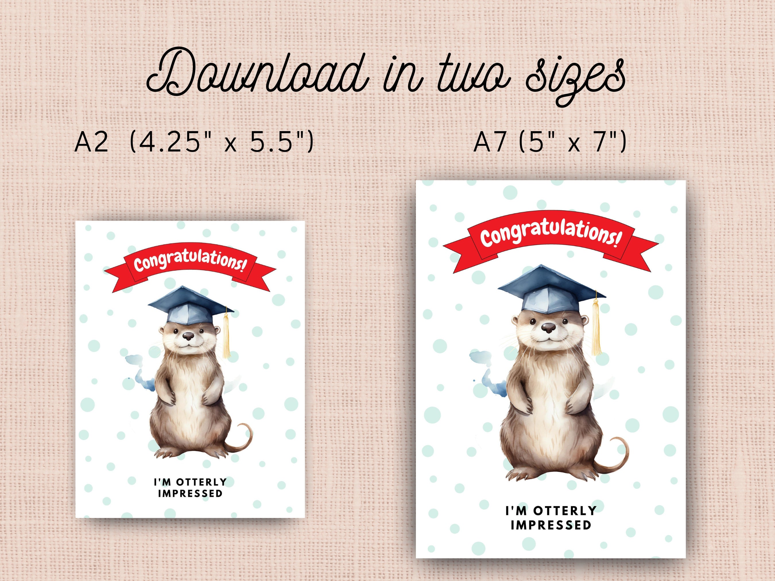 Printable Otter Graduation Card, Funny Graduation, Instant Download ...
