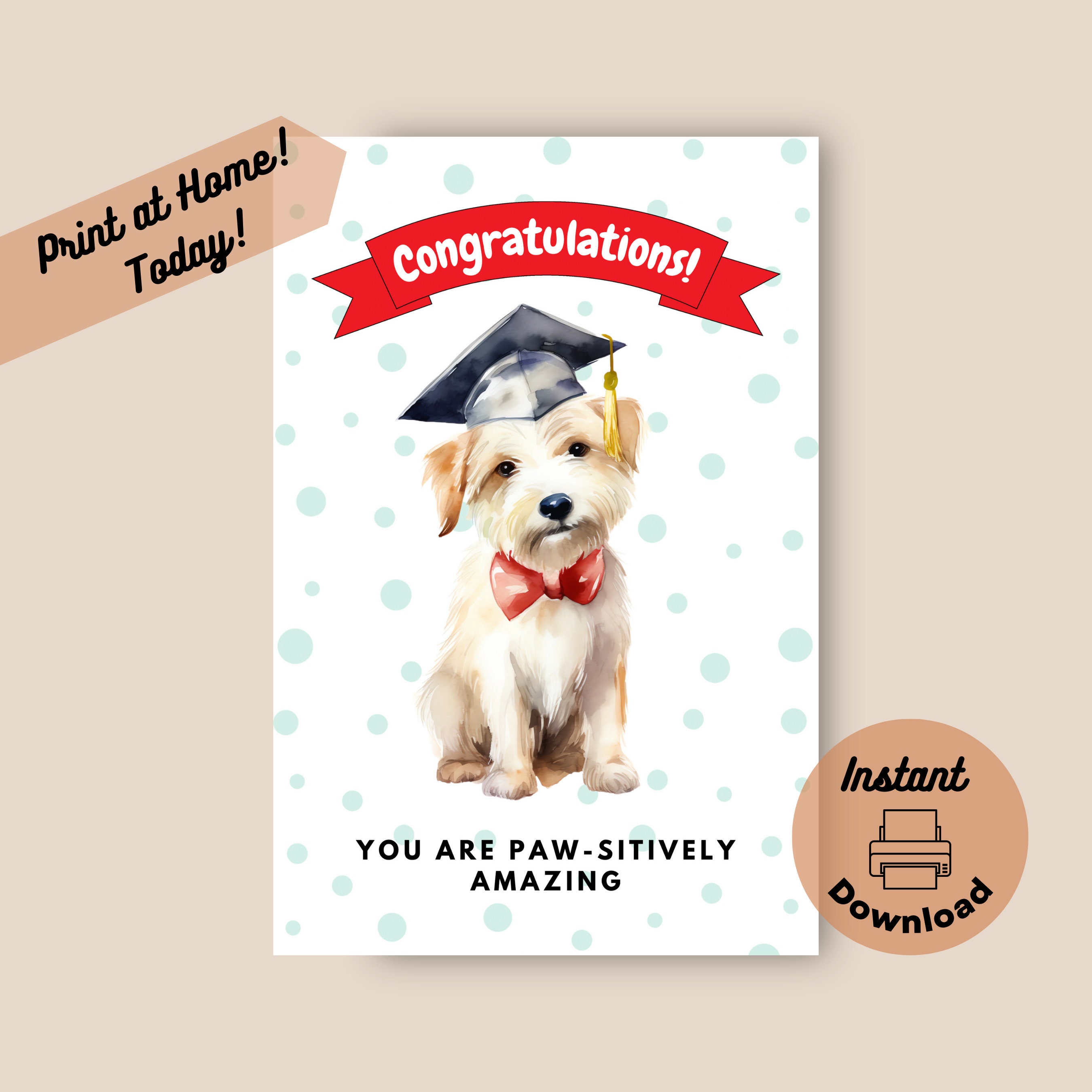 Printable Dog Graduation Card, Funny Graduation, Instant Download ...