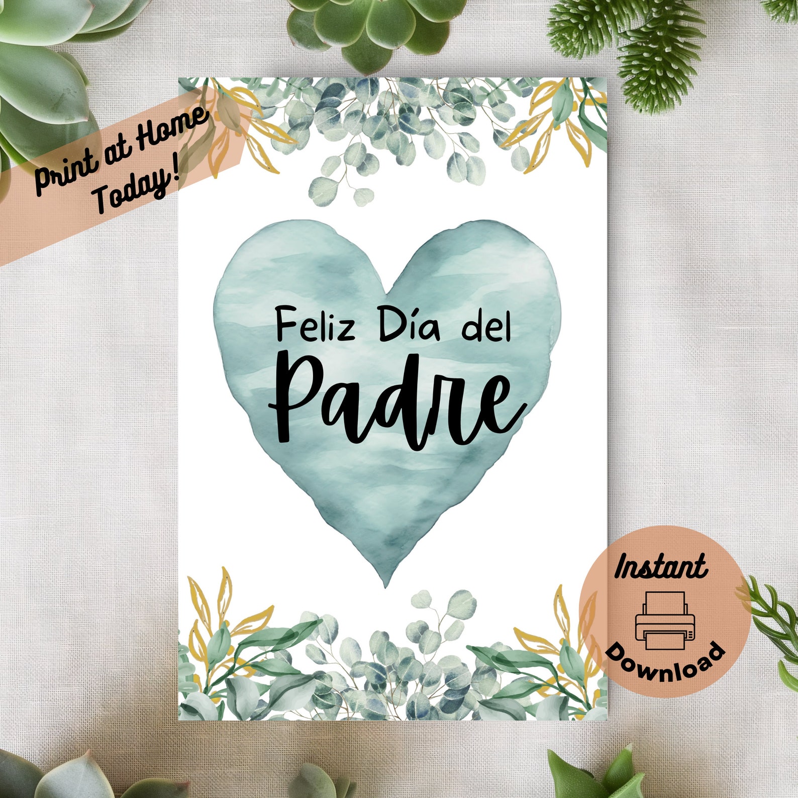 Printable Fathers Day Card in Spanish, Instant Download, Print at Home ...