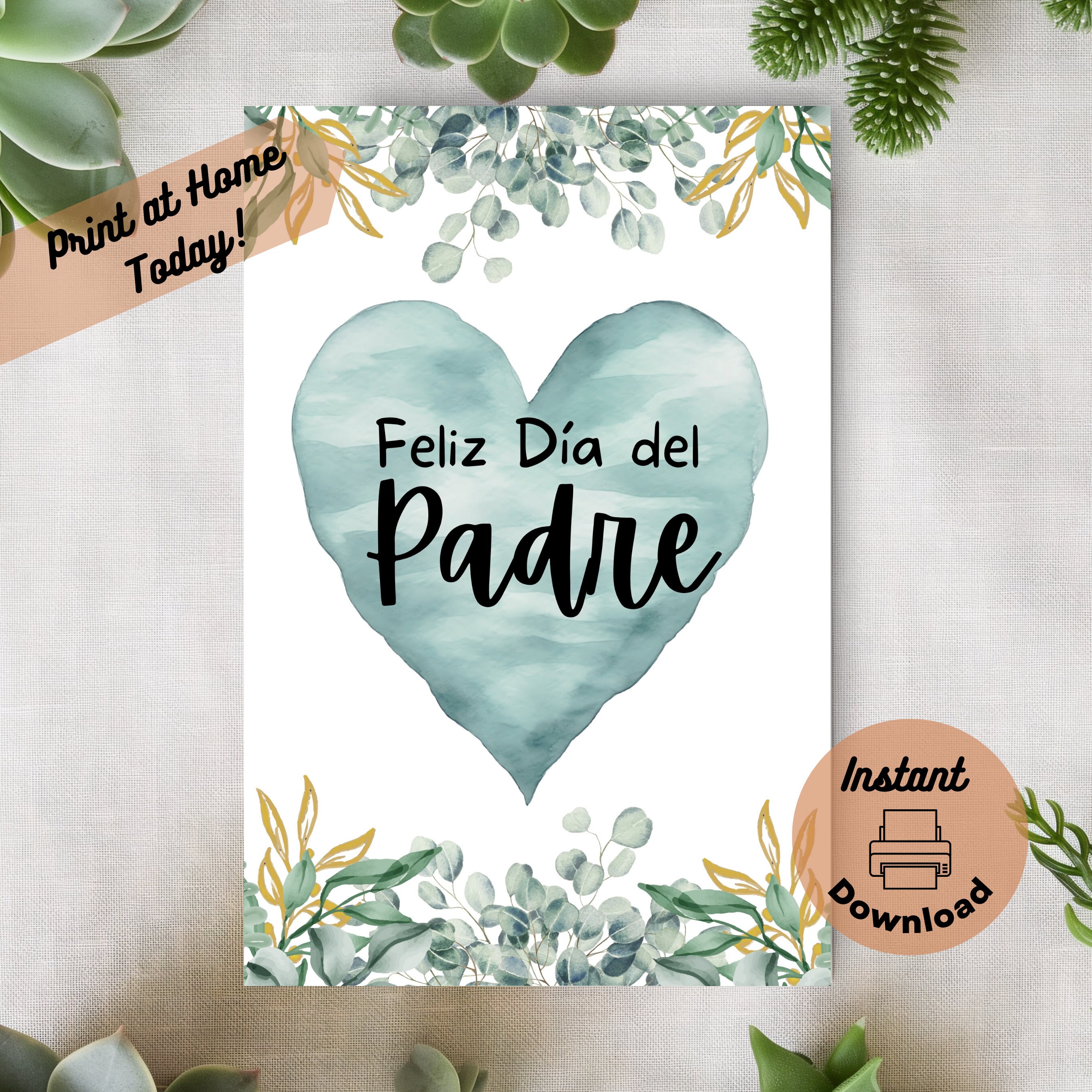 Printable Fathers Day Card in Spanish, Instant Download, Print at Home ...