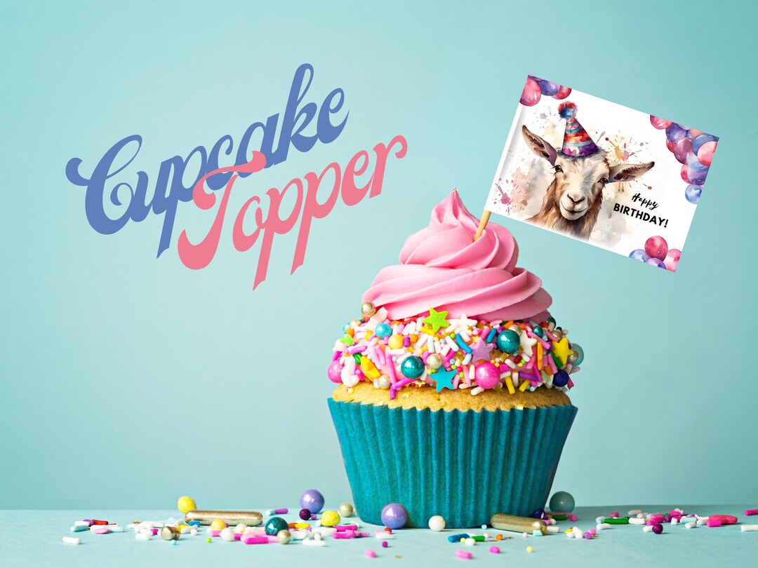 Printable Goat Birthday Cupcake Topper, Instant Download Print at Home ...