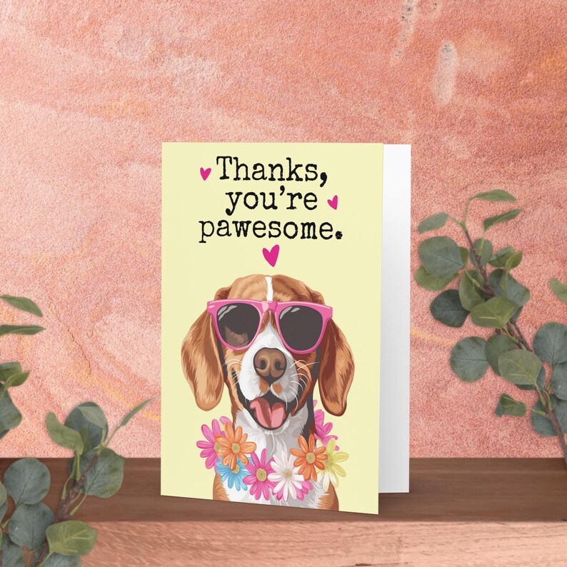 Printable Beagle Funny Thank You Card, Instant Download Print at Home ...