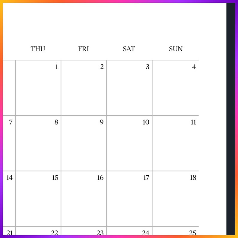 2025 Printable Minimalist Calendar | Simple Monthly Planner for ...