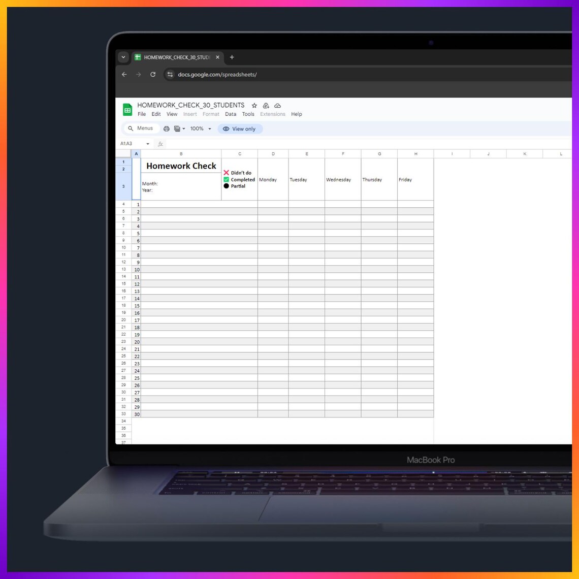 Editable Weekly Homework Checklist for Teachers | Track Homework for 30 ...