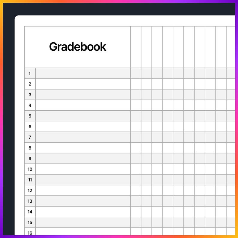 Printable Teacher Gradebook | Student Grading Sheet | Classroom Tracker ...