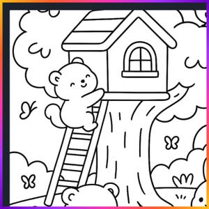Kawaii Animal Scene Coloring Pages | 10 Printable Cute & Cozy Sheets ...
