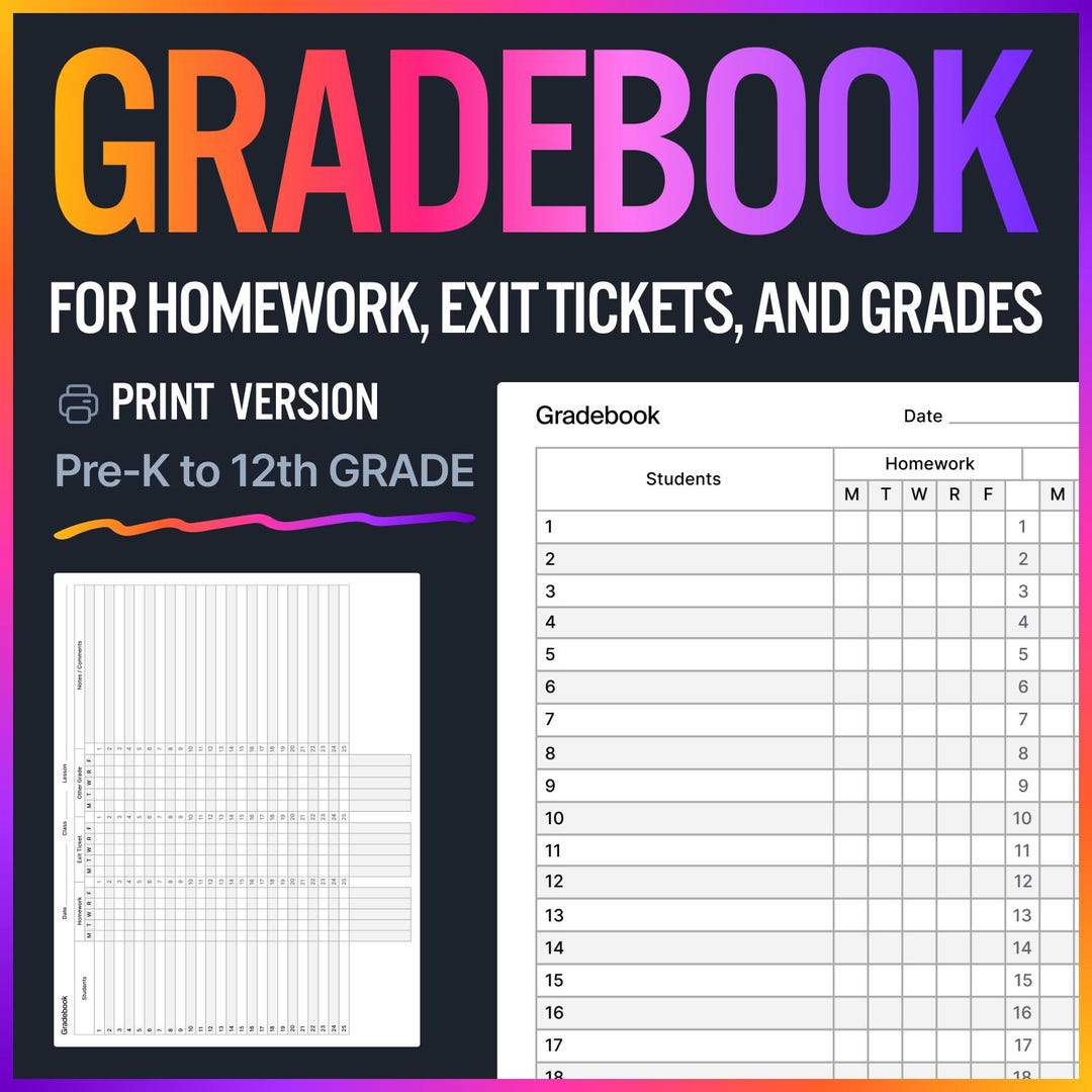Class Record Sheet | Gradebook Tracker for Homework and Exit Ticket ...