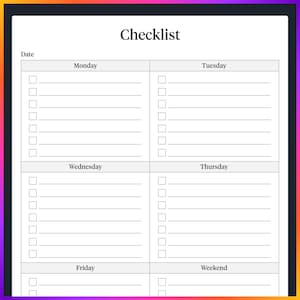 Weekly and Daily Checklist | Printable Task Organizer | To-do List for ...