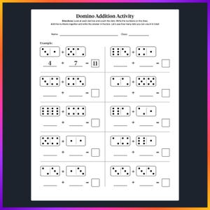 Advanced Domino Math Addition Cards Worksheets,math Practice ...