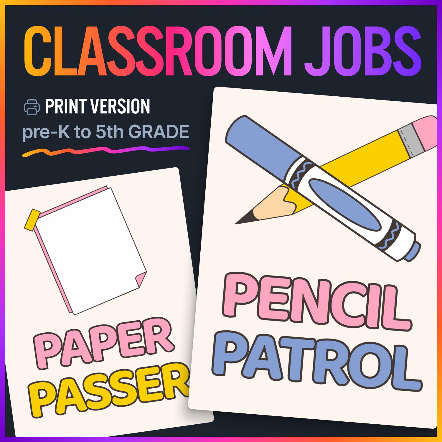 Printable Classroom Jobs Chart: Student Helper, Classroom Decor (PDF ...