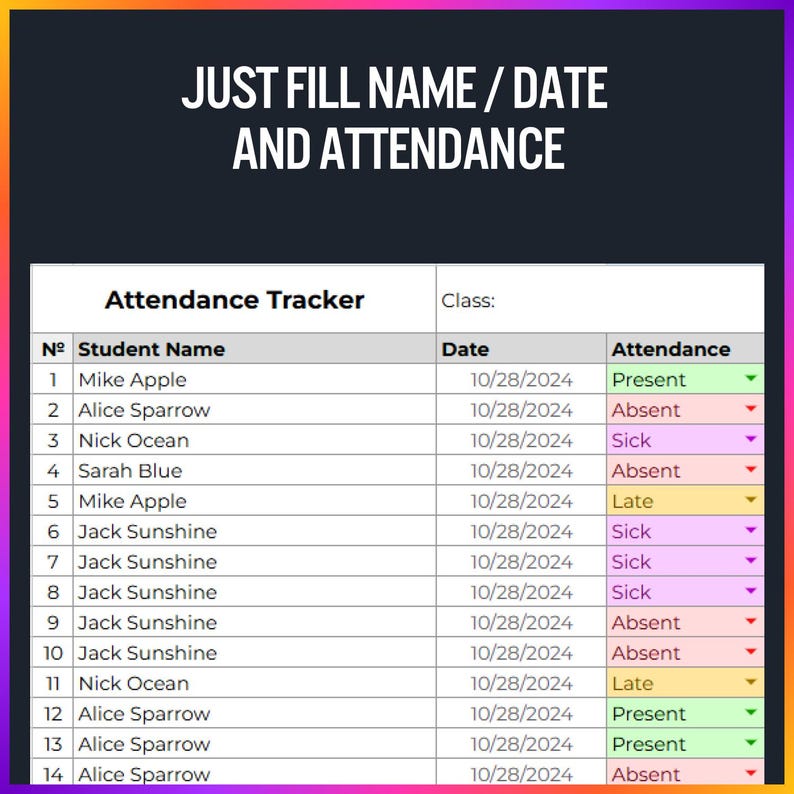 Smart Attendance Tracker | Digital Attendance Log | Editable Google ...
