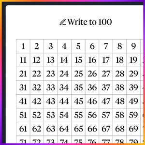 Write to 100 | Number Charts Sheet | Blank, Filled & Missing Numbers - Etsy