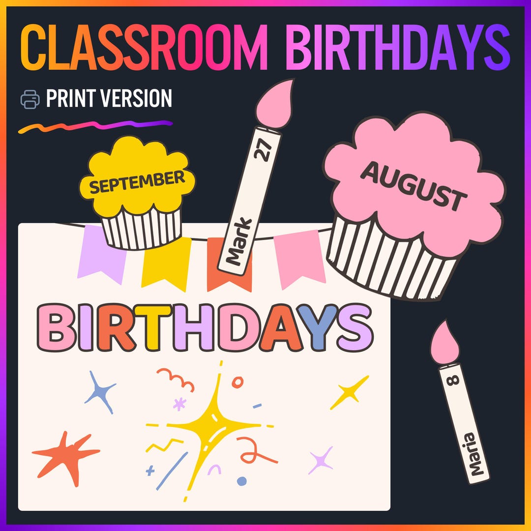 Birthday Bulletin Board Display | Printable Classroom Birthday Chart ...