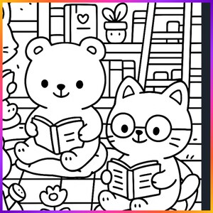Kawaii Animal Scene Coloring Pages | 10 Printable Cute & Cozy Sheets ...