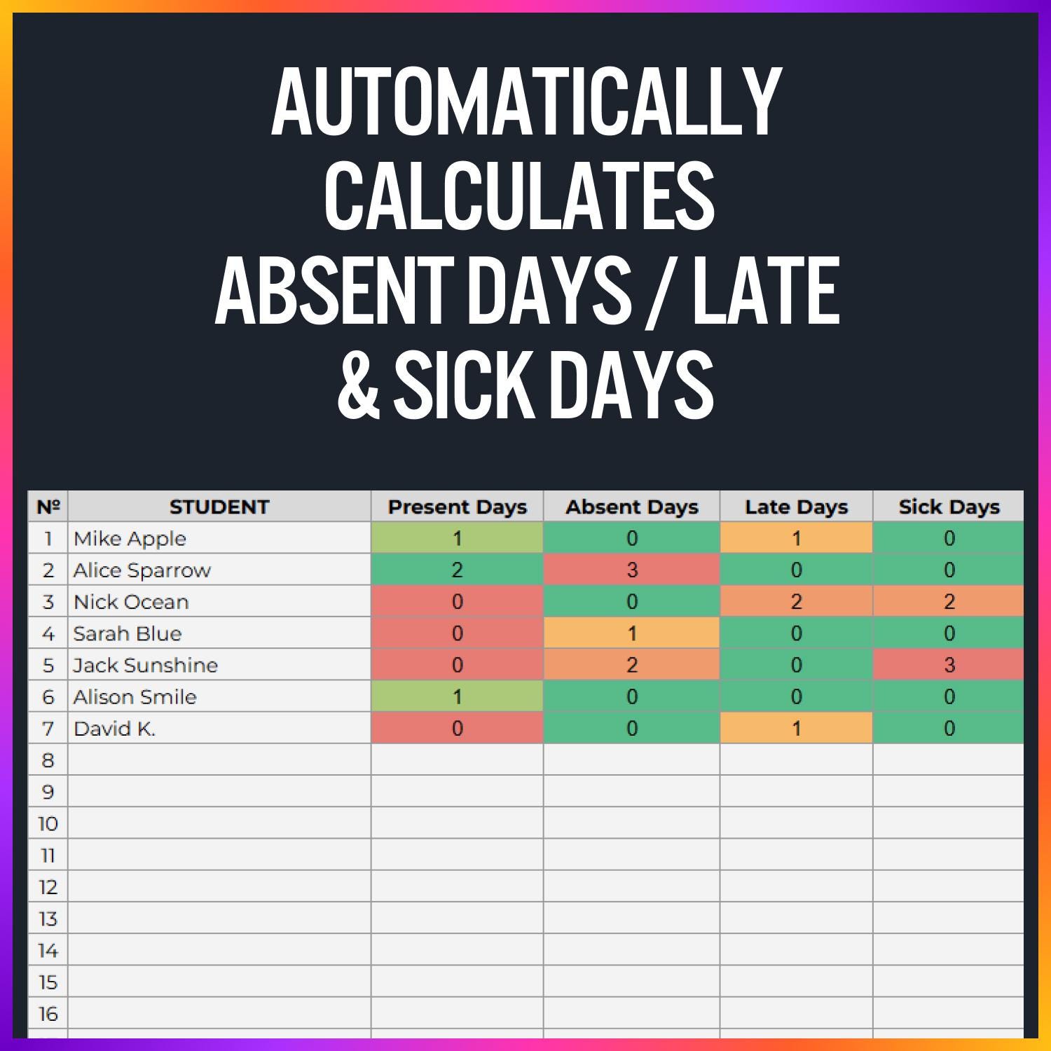 Smart Attendance Tracker | Digital Attendance Log | Editable Google ...