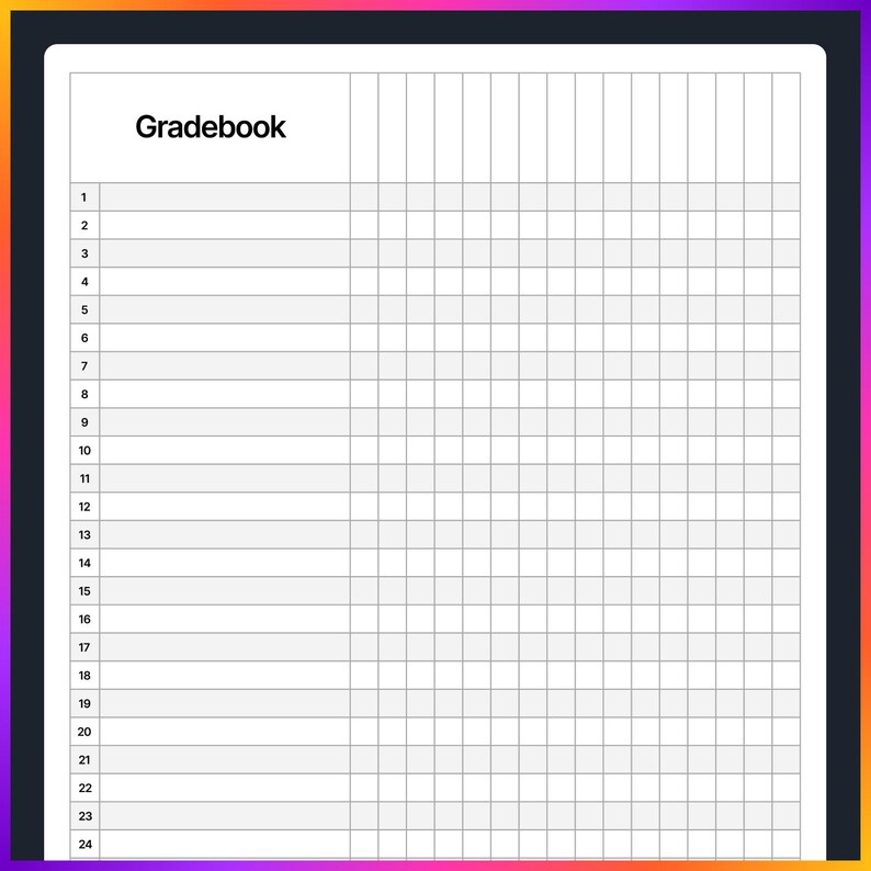 Printable Teacher Gradebook | Student Grading Sheet | Classroom Tracker ...