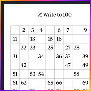 Write to 100 | Number Charts Sheet | Blank, Filled & Missing Numbers - Etsy