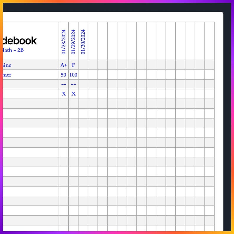 Printable Teacher Gradebook | Student Grading Sheet | Classroom Tracker ...