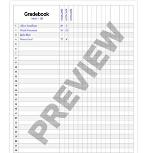 Printable Teacher Gradebook | Student Grading Sheet | Classroom Tracker ...