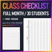 Monthly Class Checklist - Tracking Student Attendance and Task ...