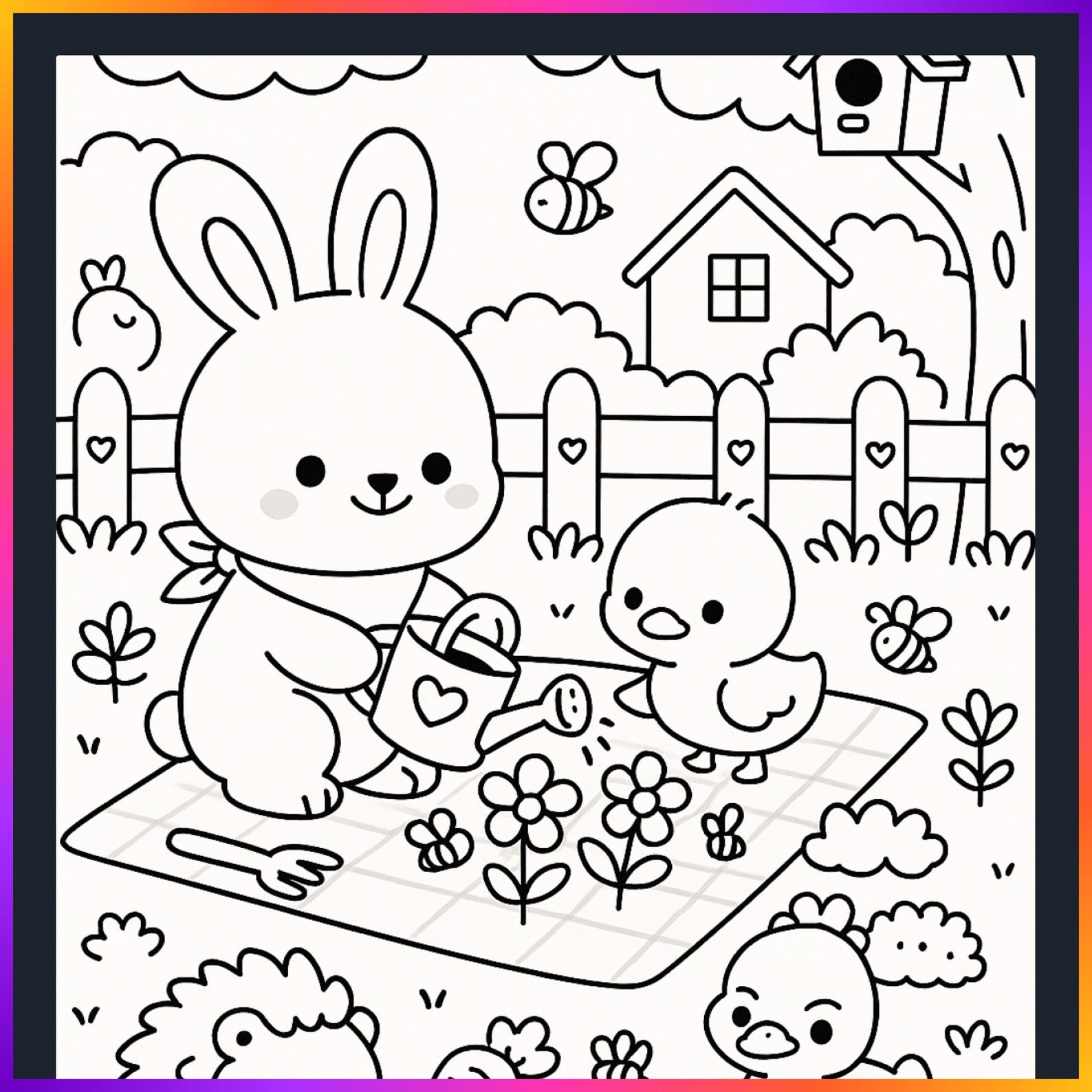 Kawaii Animal Scene Coloring Pages | 10 Printable Cute & Cozy Sheets ...