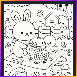 Kawaii Animal Scene Coloring Pages | 10 Printable Cute & Cozy Sheets ...
