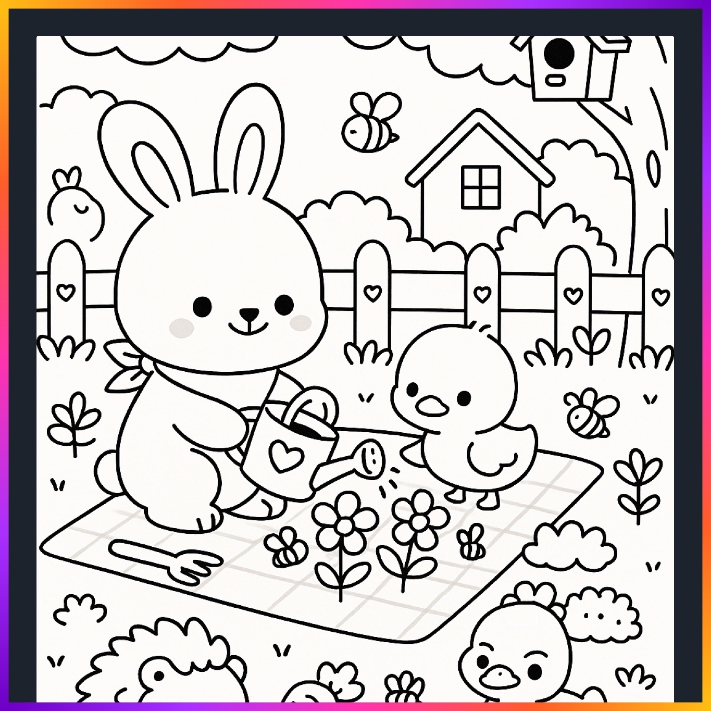 Kawaii Animal Scene Coloring Pages | 10 Printable Cute & Cozy Sheets ...