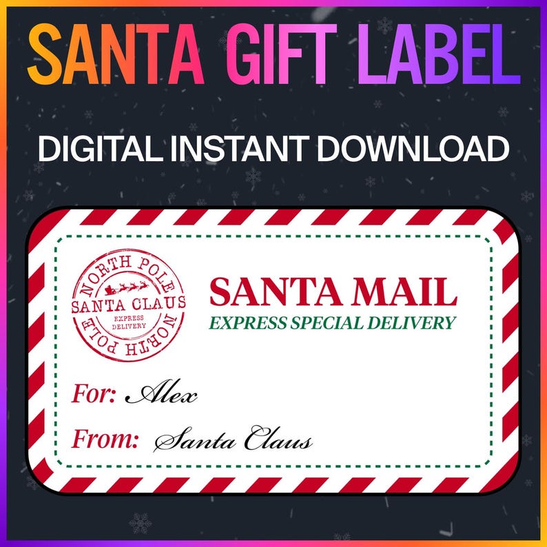 From Santa Christmas Gift Label, Christmas Gift Tags, Christmas Gift ...