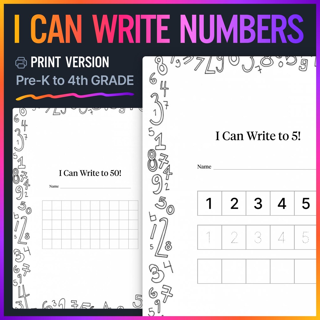 Number Tracing Worksheets: Handwriting Practice for Kids (PDF) - Etsy