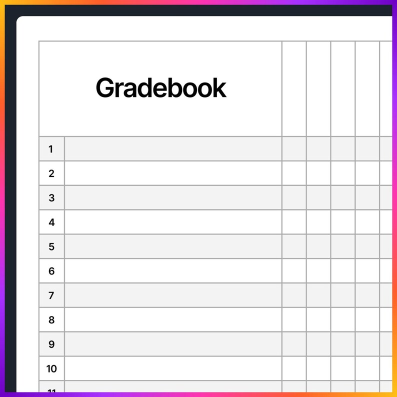 Printable Teacher Gradebook | Student Grading Sheet | Classroom Tracker ...