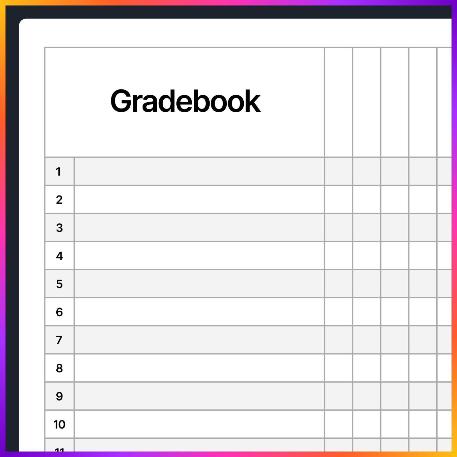 Printable Teacher Gradebook | Student Grading Sheet | Classroom Tracker ...
