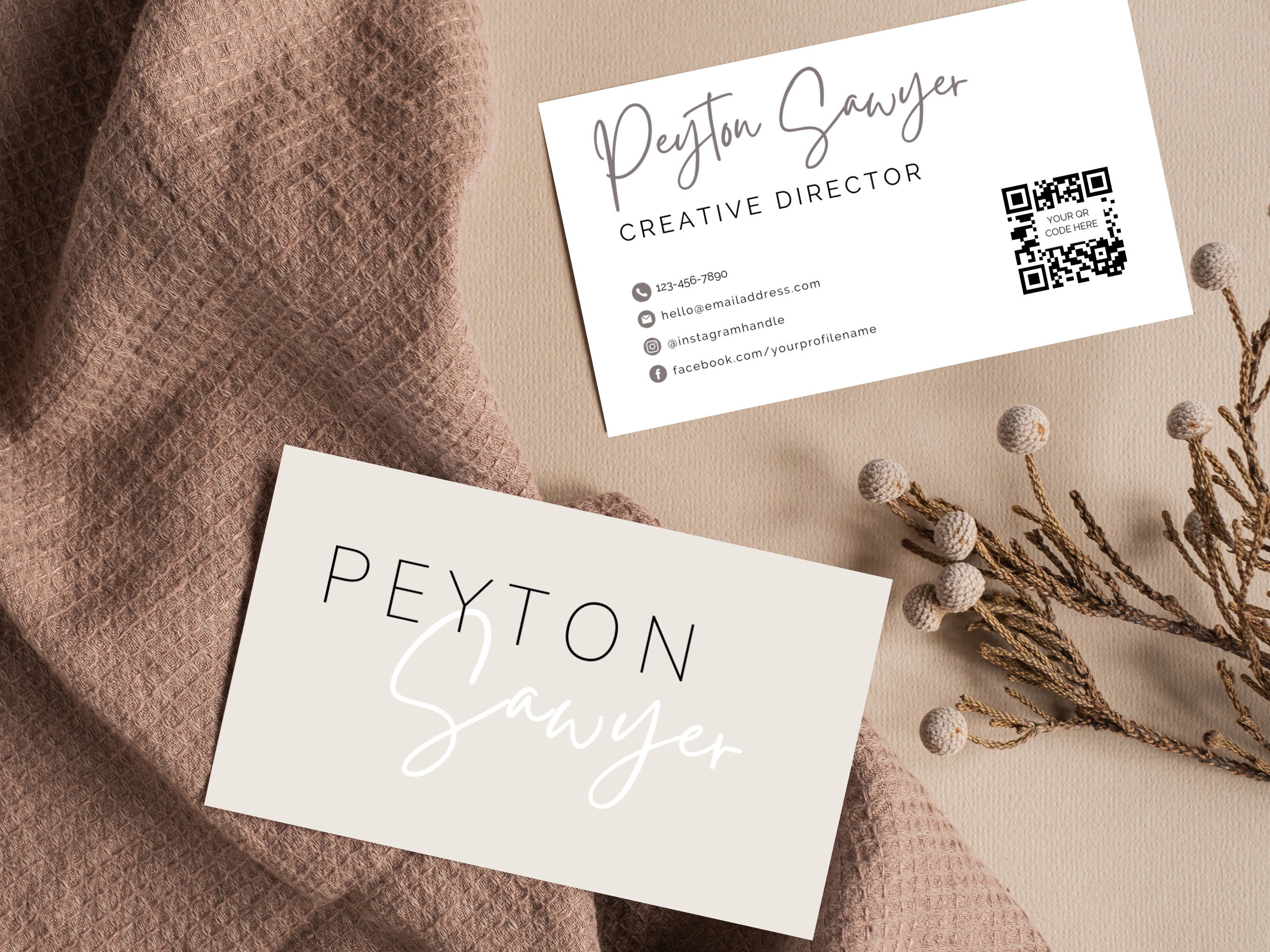 DIY Calling Card Business Card Template With QR Code Business Card ...
