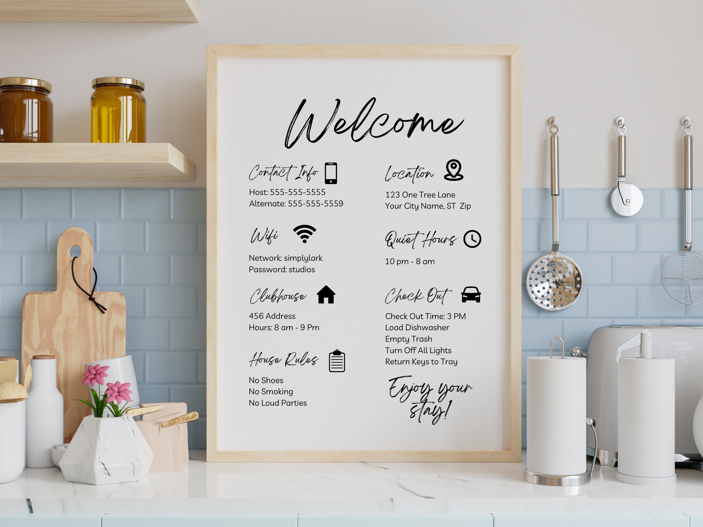 Welcome Sign for Airbnb | Vacation Rental Printable | Canva Template ...