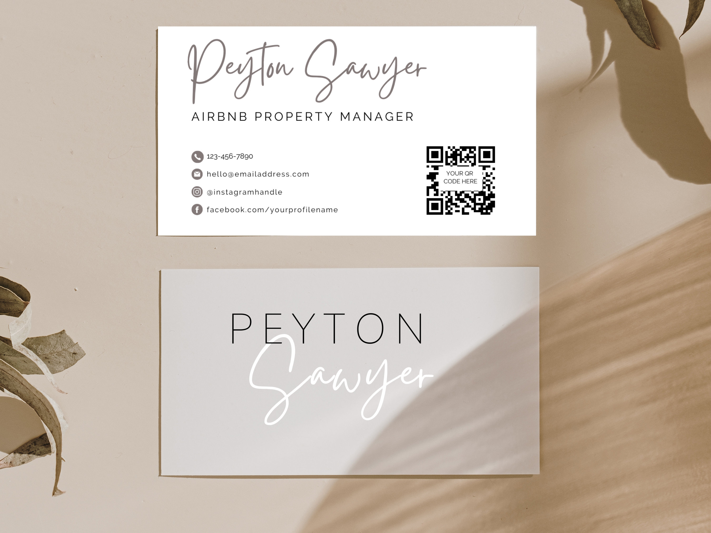 DIY Calling Card Business Card Template With QR Code Business Card ...