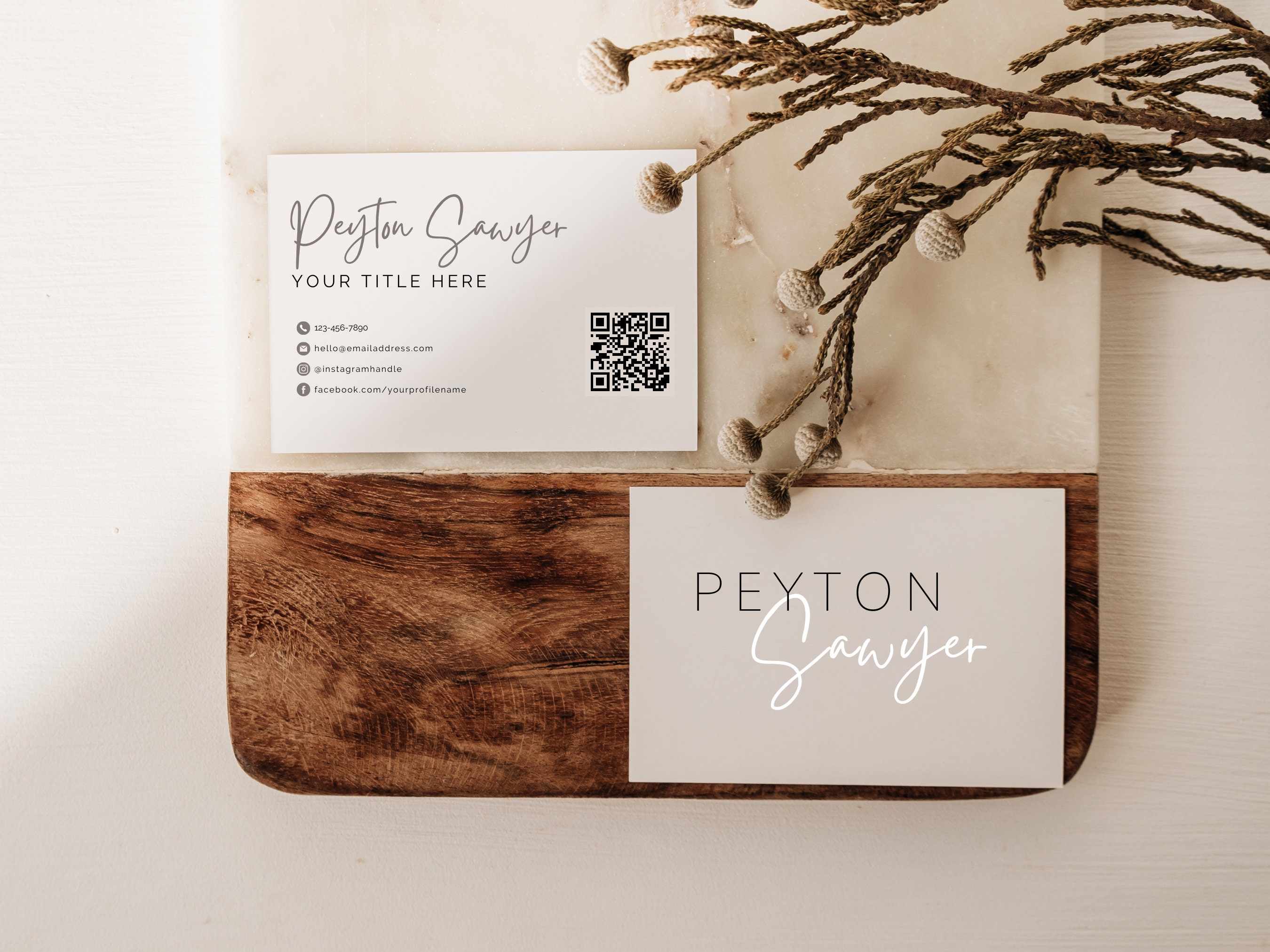 DIY Calling Card Business Card Template With QR Code Business Card ...