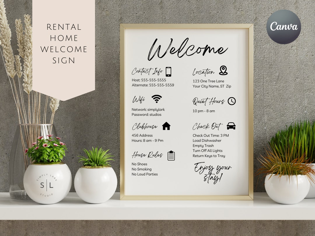 Welcome Sign for Airbnb | Vacation Rental Printable | Canva Template ...