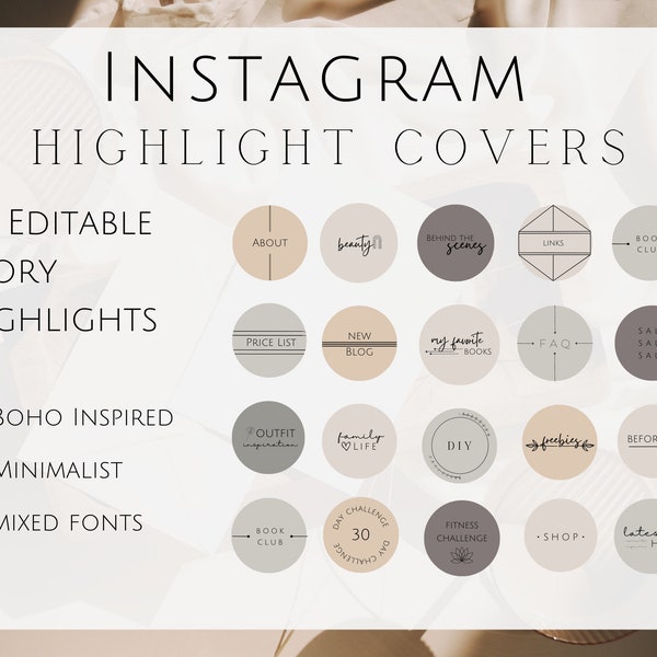 Instagram Highlight Covers Aesthetic Neutral Highlight Buttons ...