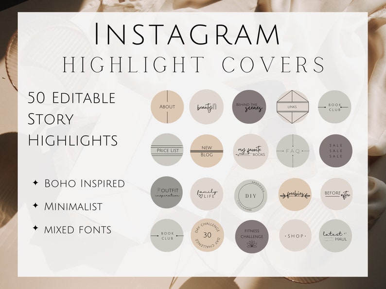 Instagram Highlight Covers | Aesthetic Neutral Highlight Buttons ...