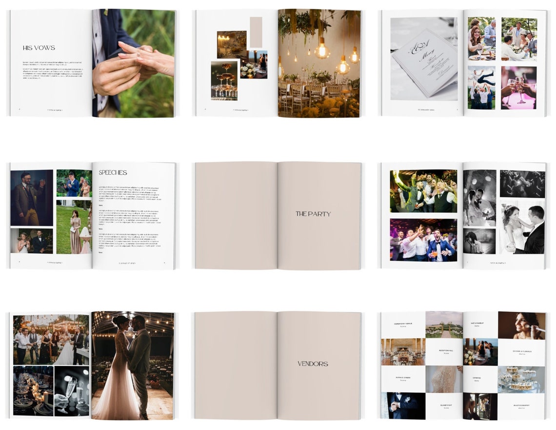 70 Page Wedding Magazine Photo Album Template, Couples Story Scrapbook ...