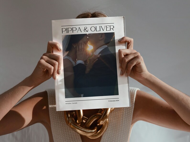 70 Page Wedding Magazine Photo Album Template, Couples Story Scrapbook ...