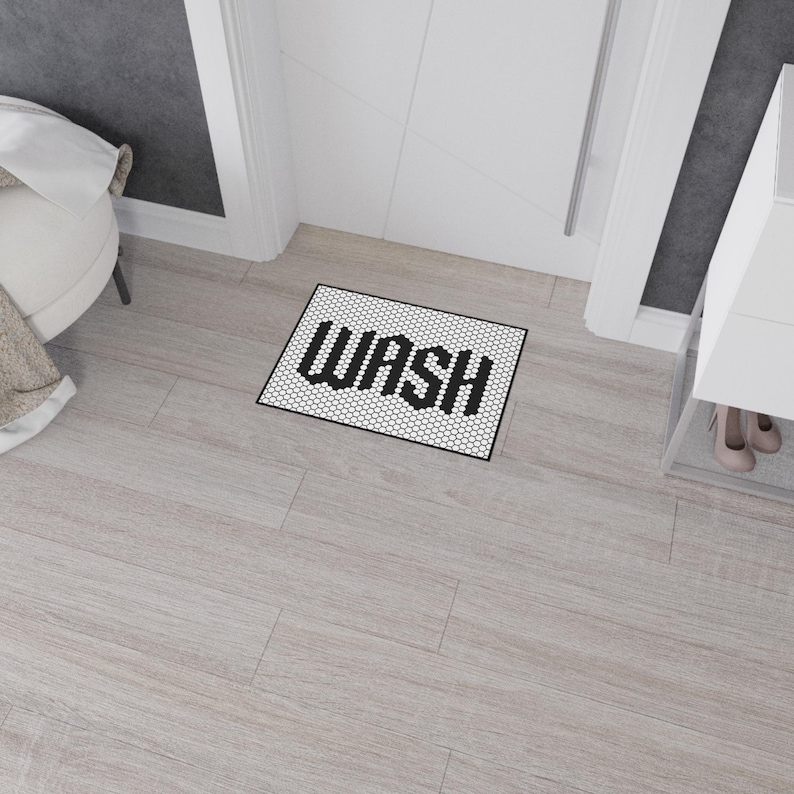 Wash & Dry Tile Effect Laundry Room Floor Doormat, Mosaic Style Bath ...