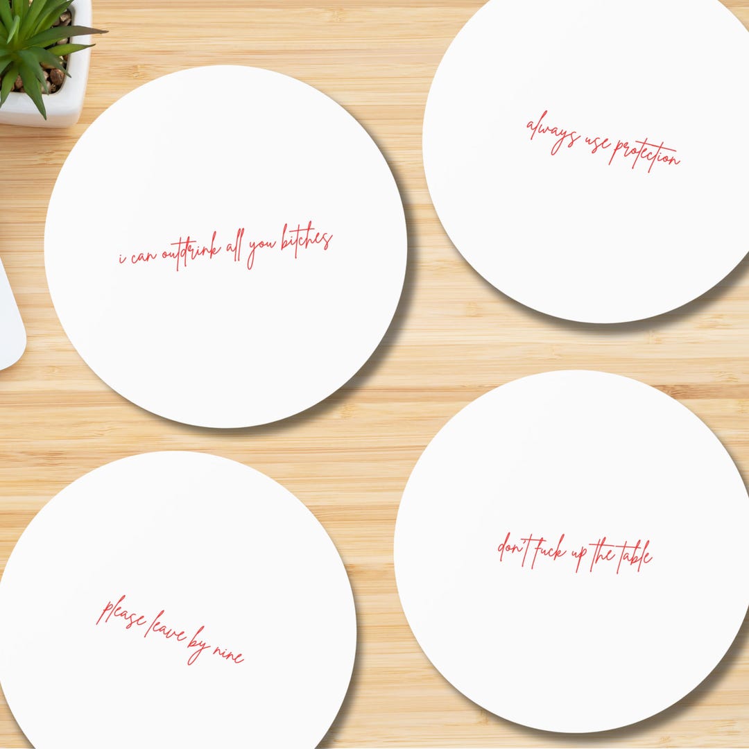 Funny Cork Back Coaster, Rude Adult Humour Round Coasters, Unique ...