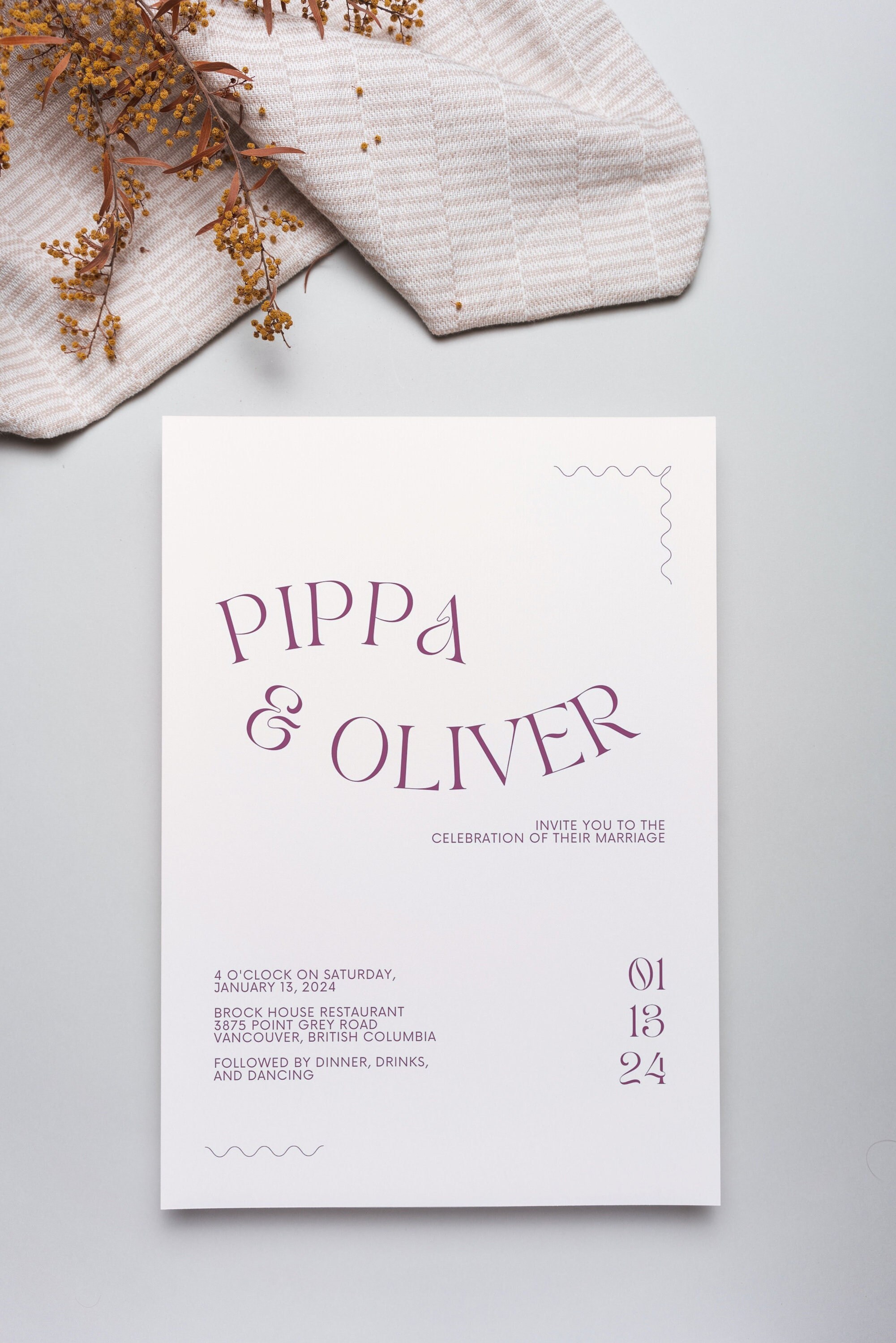 Wavy Customizable Wedding Invitation Editable Template - Etsy