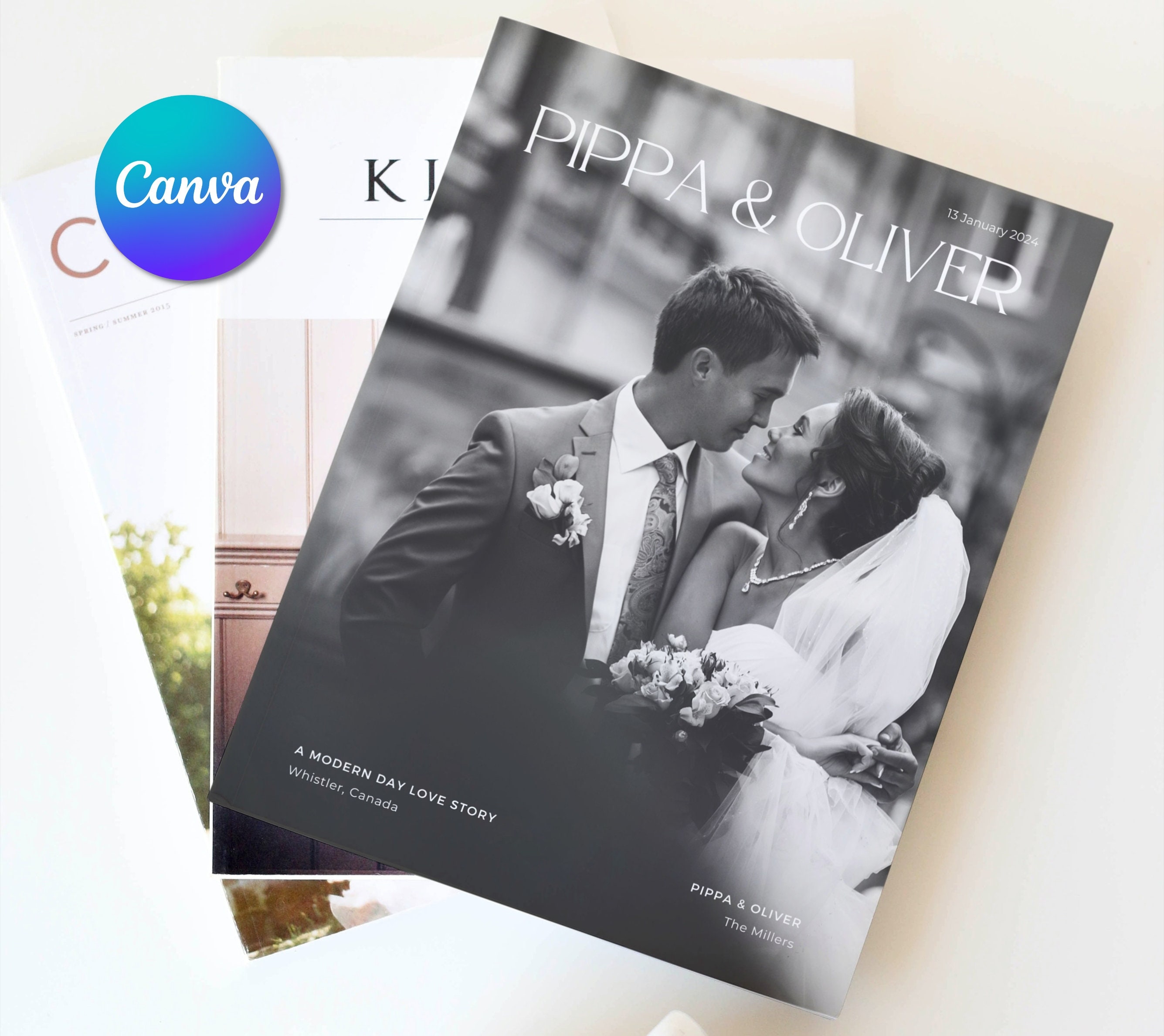 70 Page Wedding Magazine Photo Album Template, Couples Story Scrapbook ...