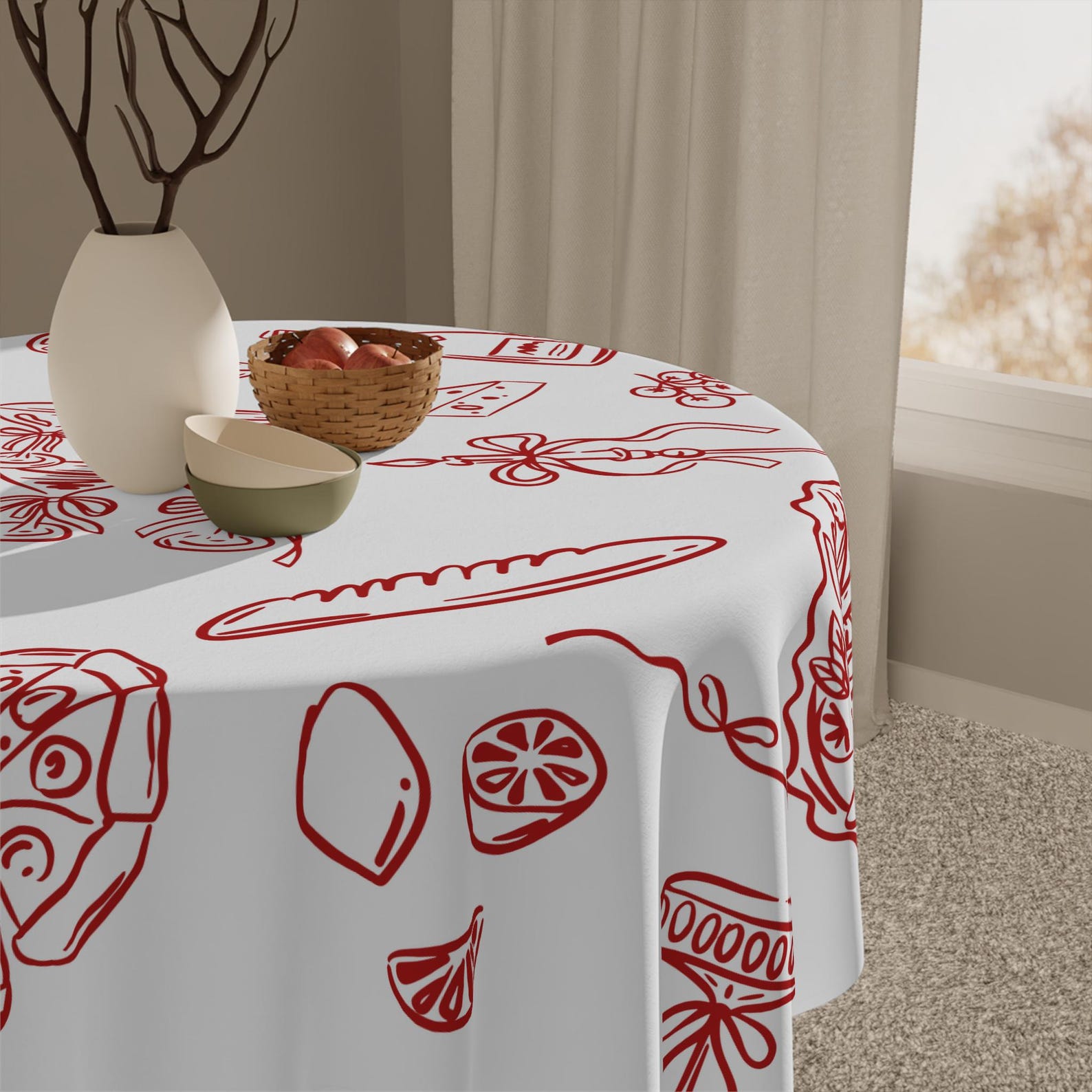 Hand Drawn Illustration Tablecloth, Dinner Party Table Cloth, That's ...